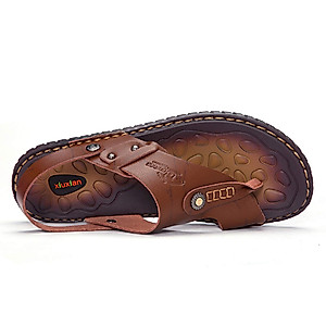 OHCHSH Flip Flops Mens Sandals Toe Ring Style Flat Sandals Shoes Microfiber Leather US 9.5