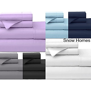 snowhomes 800 Thread Count-4Pcs Bed Sheet Set 100% Cotton Bedlinen Sheets Black Cal-King Sheets, Long-Staple Combed Cotton, Soft Sateen Weave Bedding Set, Fits Mattress Upto 18'' Deep Pockets