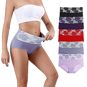 Honzadar Womens High Waist Underwear,Tummy Control briefs,Postpartum Panties,Full Coverage(5Pack-XXL)