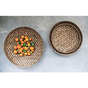 Creative Co-Op Round Bamboo Baskets (Set of 3 Sizes)