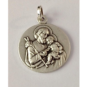 I G J 925 Sterling Silver Saint Joseph Medal - Patron Saint of Workers and Good Death and of the Universal Church