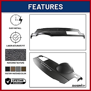 DashSkin Dash Cover Cap Compatible with 2007-2014 Tahoe Suburban Yukon Avalanche - Easy Cracked Dash Fix - w/Dash Speaker in Black (Single Glovebox Silverado/Sierra ONLY)