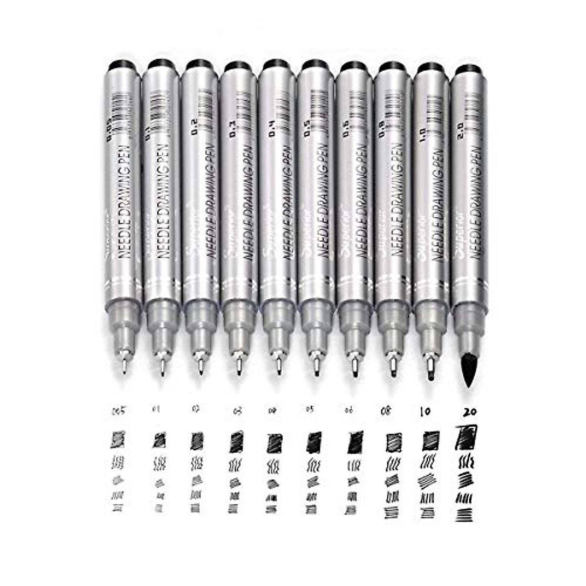 Fhyhej Black Precision Micro Line Pens,Ultra Fine Point Drawing Pen Set, Anti-Bleed Waterproof Archival Ink, Artist Illustration, Technical Drawing, Technical,Drawing,Office Writing,10/Set (Black)