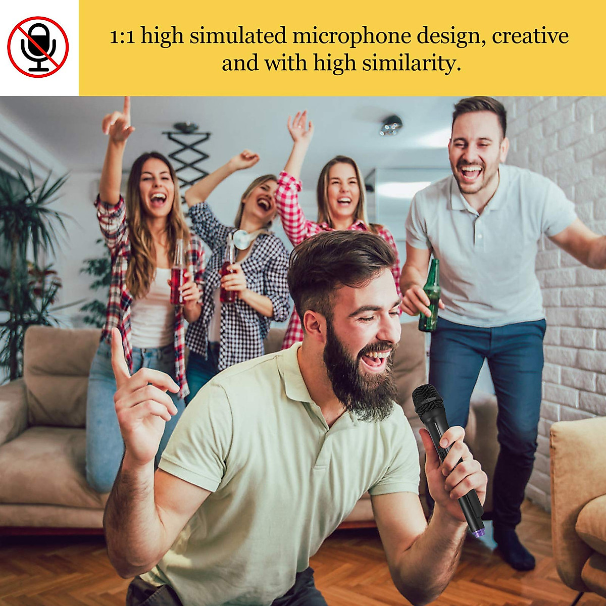 Ipetboom Simulated Microphone Toy, 1 Pc Fake Microphone Pretend Play Mic Microphone Karaoke Prop Fun Birthday Party Favors