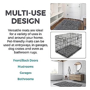 HOME GENIE Muddy Dog Machine-Washable Absorbent Soft Chenille Indoor-Doormat, Rubber Backing, Quick Dry Microfiber Mat, Entryway Front Door Mat, Home Entrance Welcome Doormats, 30x20, Stone Black Paw