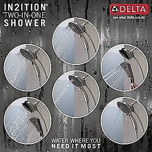 Delta Faucet 4-Spray In2ition Dual Shower Head with Handheld Spray, Chrome Shower Head with Hose, Handheld Shower Heads, Showerheads & Handheld Showers, Detachable Shower Head, Chrome 58467