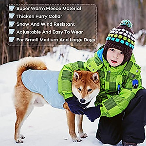 IDOMIK Dog Winter Coat Cold Weather Jacket, Pet Thick Fleece Lining Vest Reversible Warm Clothes, Windproof Snowproof Padded Sweater Outfit Apparel,Adjustable Cozy Snowsuit For Small Medium Large Dogs