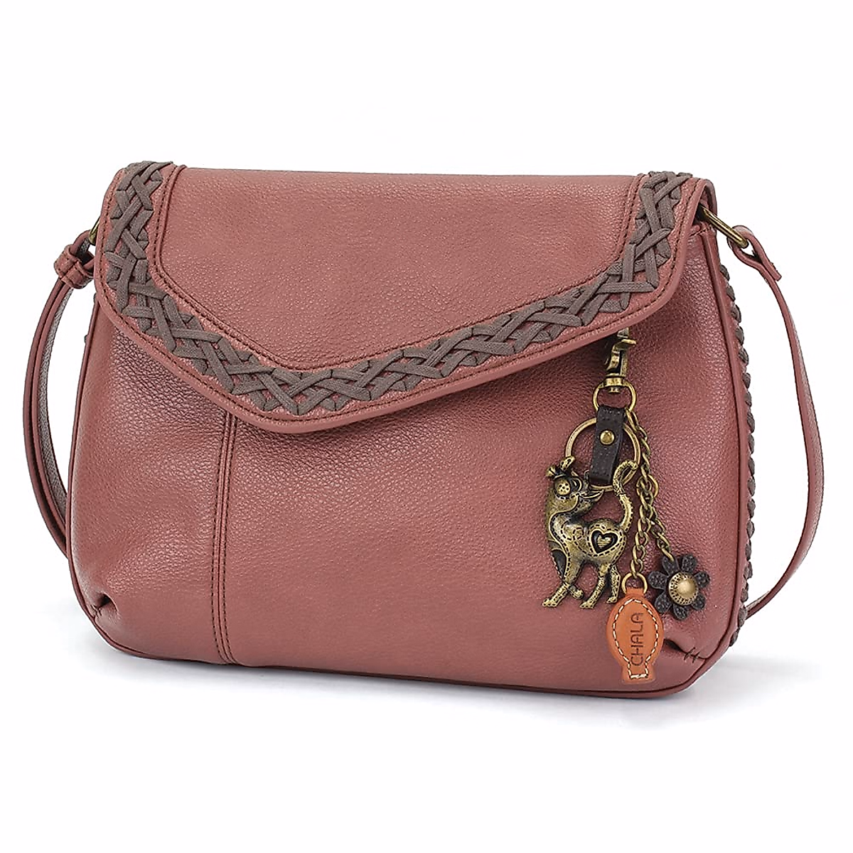 Braided Boho Crossbody -Slim Cat - Berry