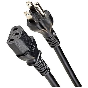Amazon Basics Computer Monitor TV Replacement Power Cord, 10', Black