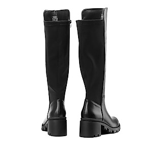 DREAM PAIRS Women's Knee High Boots, Comfortable Chunky Platform Round Toe Stretch Boots for Women, SDKB2310W, BLACK, 8.5
