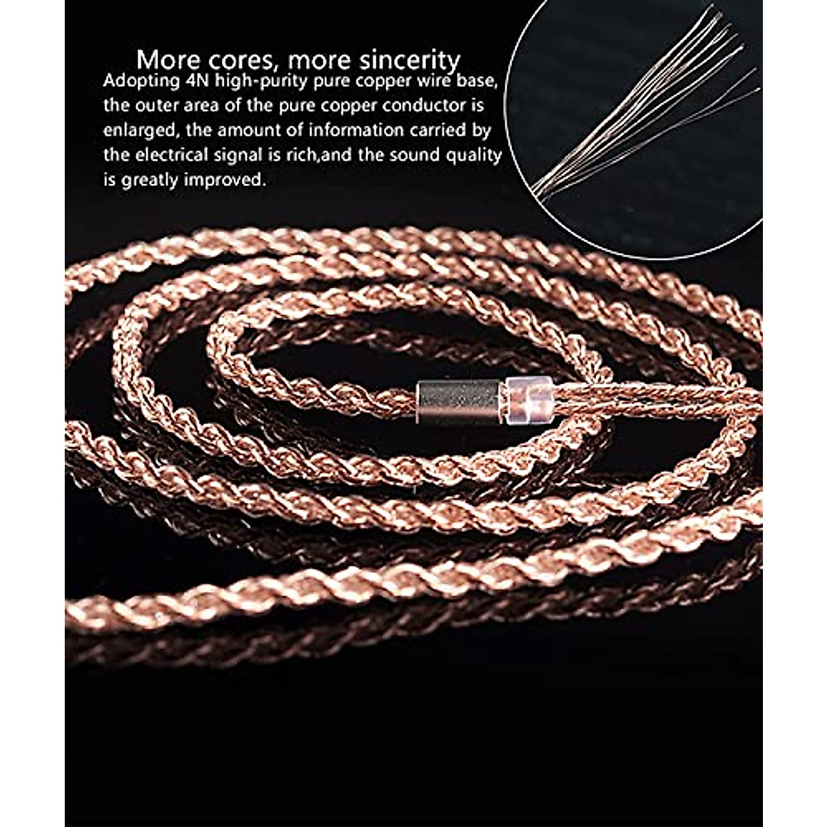 KBEAR 2pin IEM Cable with Mic 4-Core Pure Copper HiFi Earphone Wired Detachable Upgrade Cable with 3.5mm Plug for ES4 ZST ZSN ZS3 ZSR C10 C04 CA4 AS10 ZS10 C12 C16 KS1 KS2 Robin