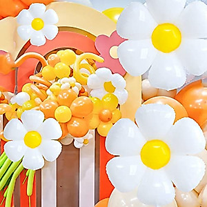 Cadeya 10 Pcs Daisy Balloons, Huge White Flower Aluminum Foil Balloons for Birthday, Baby Shower, Wedding, Daisy Party Decorations Supplies
