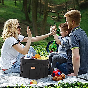 Lifewit Collapsible Cooler Bag Insulated Lunch Bag 24L (40-Can), Large Leakproof Soft Sided Portable Cooler Bag for Outdoor Travel Beach Picnic Camping BBQ Party, Grey and Black