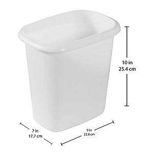 Rubbermaid Vanity Trash Can/Wastebasket, 1.5-Gallons/6-Quarts, White, Small Bathroom/Bedroom/Office Trash can, Fits under Desk/Sink