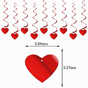 Valentines-Day Red Heart Swirls Party-Decorations - 18Pcs Romantic Special Night Galentines Hanging Streamers Garland, Girl Wedding Anniversary Baby Bridal Shower Birthday Decor Supplies Hugtmr