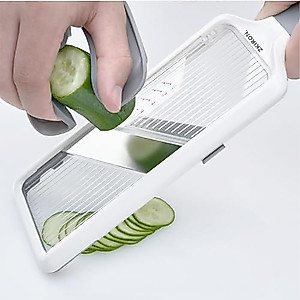 ZKIRON Multi Handheld Mandoline Slicer - Adjustable Stainless Steel Blade, Comfort Grip, Safety Features, Easy to Clean, Ideal for Speedy Slicing of Fruits and Vegetables (Gray)
