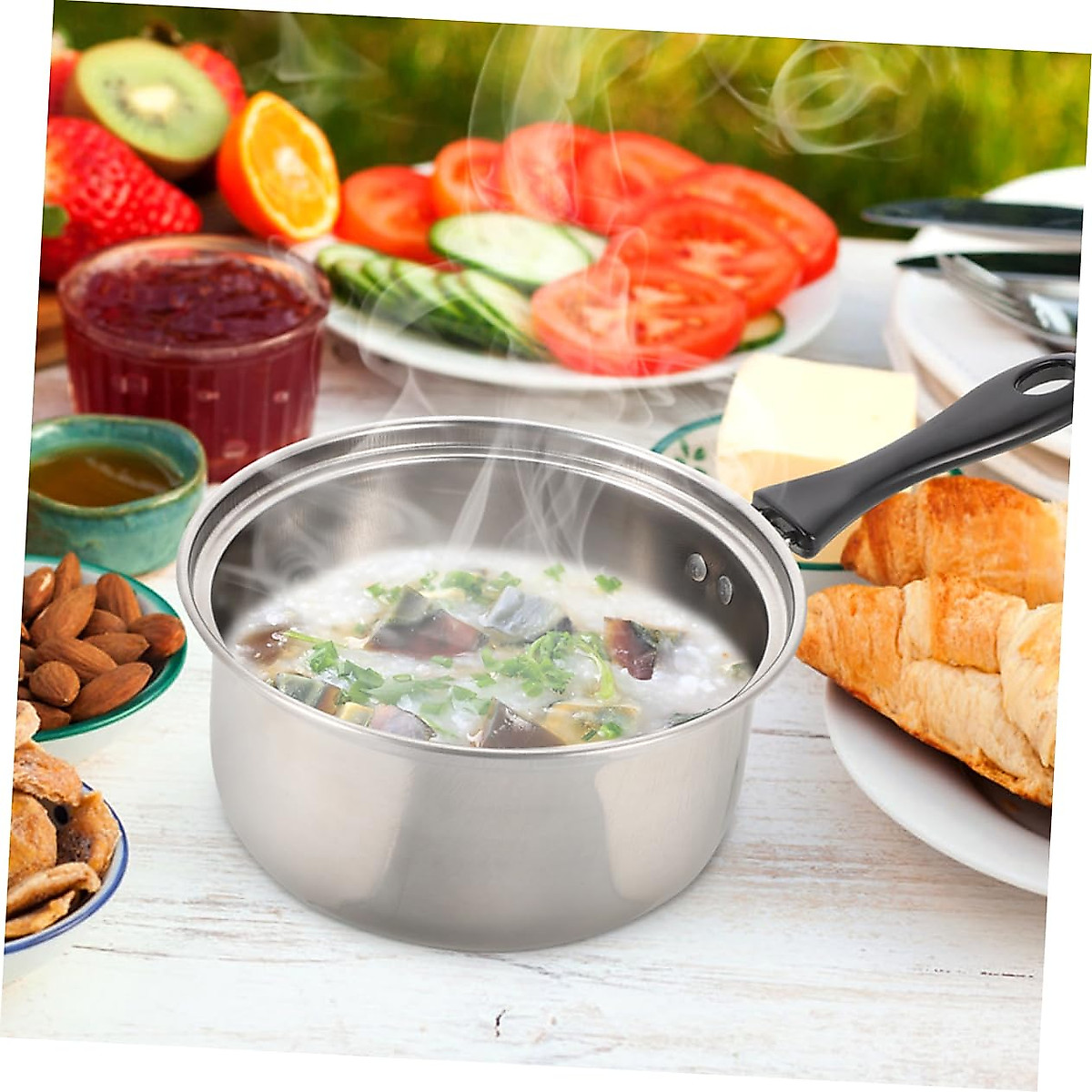 SHOWERORO 1Set Stainless Steel Handheld Soup Pot Stovetop Cooking Pot for Milk and Soup Heating Kitchen Essentials and Easy to Use