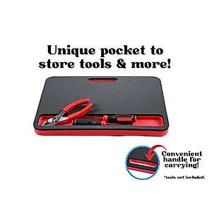 Polar Whale 2 Portable Knee Cushions Red and Black with Tool Pocket for Home Garden Work Automotive Workshop More Durable Thick Comfortable High Density Waterproof Foam 15 x 10 Inches Kneeling Pad