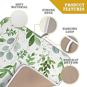 Giwawa Leaves Dish Drying Mat 16x18 inch Reversible Green Leaf Dish Draining Mats with Hanging Loop Absorbent Watercolor Plants Dish Drainer Mat Microfiber Leaves Drying Pad for Kitchen Counter Sink