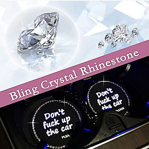 2 Pack Funny Coaster for Car Cup Holder,Auto Anti Slip Bling Cup Holder Coaster,2.75 inch Surface Full Crystal Rhinestone car Coaster Car Interior Accessories (White)