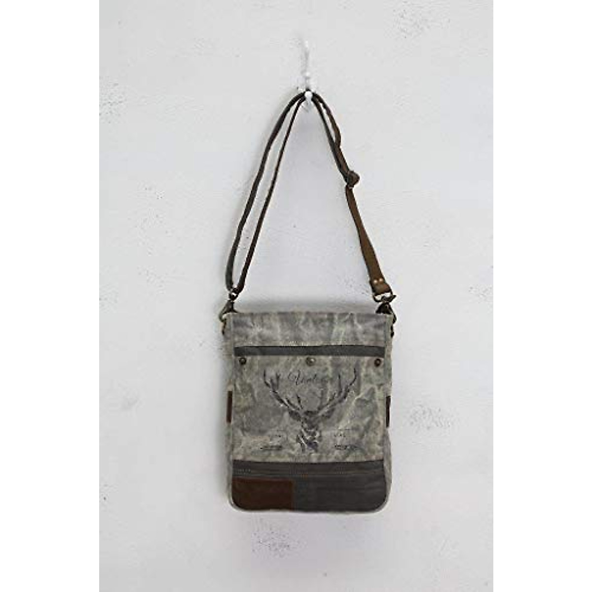Myra Bag Royal Stag Vintage Upcycled Canvas Shoulder Bag S-0715