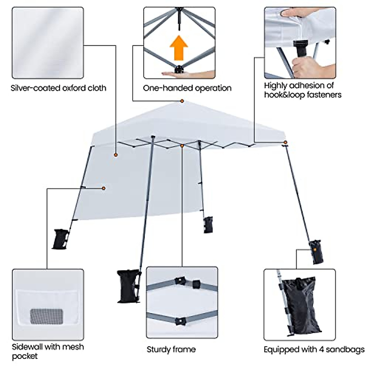 Yaheetech Pop Up Canopy Tent with Backpack, 10 x 10 Base Portable Easy One Person Set-up Folding Shelter Compact Slant Leg Lightweight Canopy, White