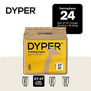 DYPER Viscose from Bamboo Toddler Potty Training Pants Girls & Boys Size 3T-4T, Honest Ingredients, Day & Overnight, Made with Plant-Based Materials, Hypoallergenic for Sensitive Skin, Unscented 24Ct