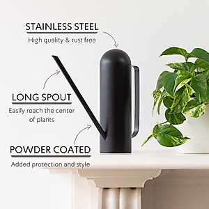 Indoor Watering Can with Long Spout - 50 Ounce Black Watering Can for Indoor Plants - Large Water Can for Plants - House Plant Water Can - Indoor Plant Watering Can