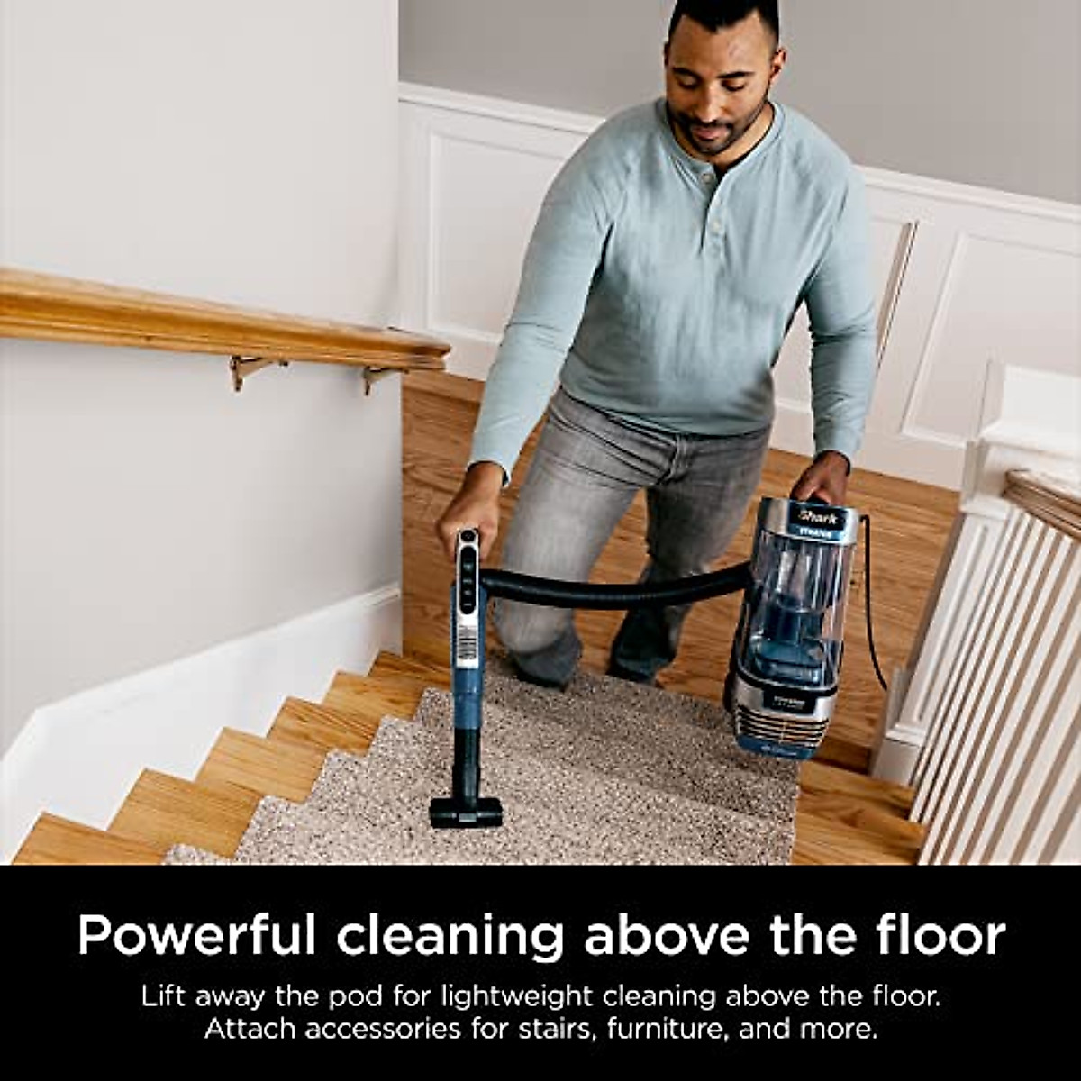 Shark AZ3002 Stratos Upright Vacuum with DuoClean PowerFins, HairPro, Powered Lift-Away, Self-Cleaning Brushroll, & Odor Neutralizer Technology, Navy