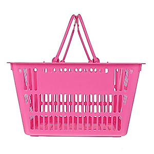 POPETPOP Picnic Basket Shopping Cart Plastic Shopping Basket with Handle- 16L Portable Handheld Storage Basket for Supermarket, Retail, Bookstore Picnic Basket Shopping Cart