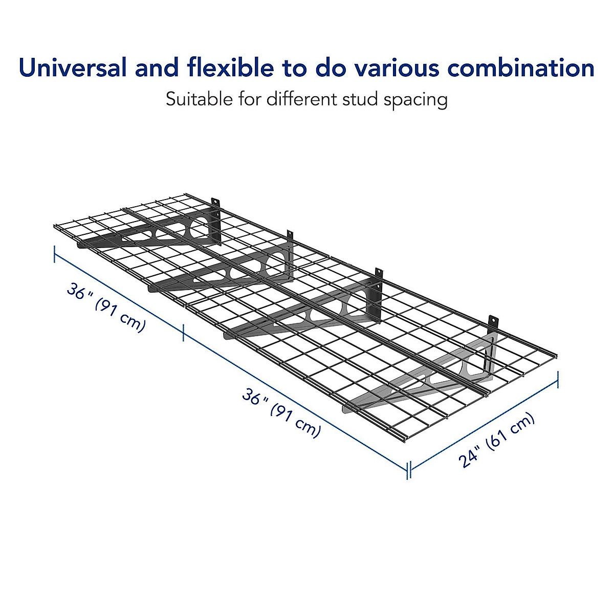 FLEXIMOUNTS 4-Pack 2x6ft 24-inch-by-72-inch Wall Shelf Garage Storage Rack Floating Shelves, Black
