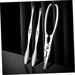 UPKOCH 3pcs Crab Eating Tool Stainless Steel Forks Shears Heavy Duty Oyster Crackers Crab Leg Utensils Seafood Eating Utensils Seafood Utensils Crab Opener Clamp Crab Clamp Crab Leg Clamp