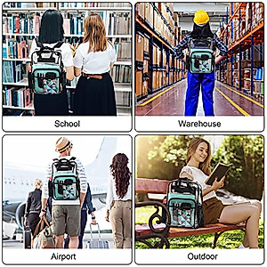 SharPlus Clear Backpack Large Heavy Duty Transparent See Through Plastic PVC Book Bag for School, Work, Stadium, Security, Travel-1 mm Thick PVC- 2 Ways Zippers