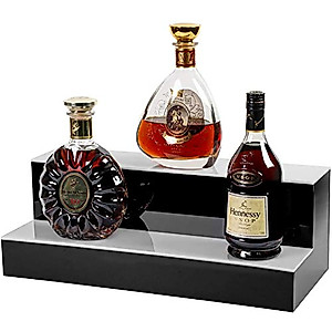 Goodyo Liquor Bottle Display Shelf LED Lighted Bar Shelf 2 Step 16" Length,Multiple Colors