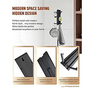 Waterproof Towel Robe Coat Holder for Wall，Foldable Black Towel Hooks，coat rack，Free Perforated，Bathroom Hooks，Black Wall Hooks，Bathroom Towel Holder，adhesive robe hooks for wall，for Bathroom，Kitchen