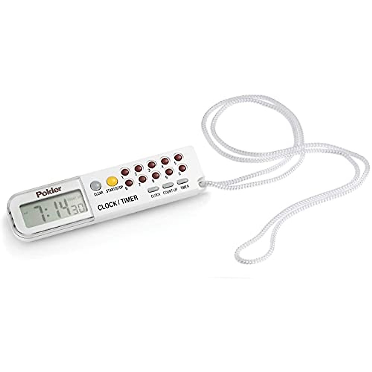 Polder Combination Clock, Timer and Stopwatch with Large, Easy-to-Read Digital Display, White
