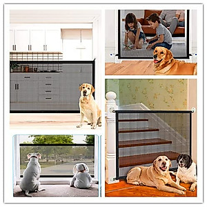 Baby Gates for Stairs No Drilling - 43.3" W x 28.3" H Portable Retractable Mesh Folding Baby Gate Pet Gate Puppy Gate Dog Gate Baby Gate for The House