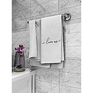DIBOR Funny Quote I Love Us Together Sign Bath Towels,Love Decorative Absorbent Drying Cloth Hand Towels Tea Towels Dishcloth for Bathroom Kitchen,Funny Couples Gifts(Set of 2)