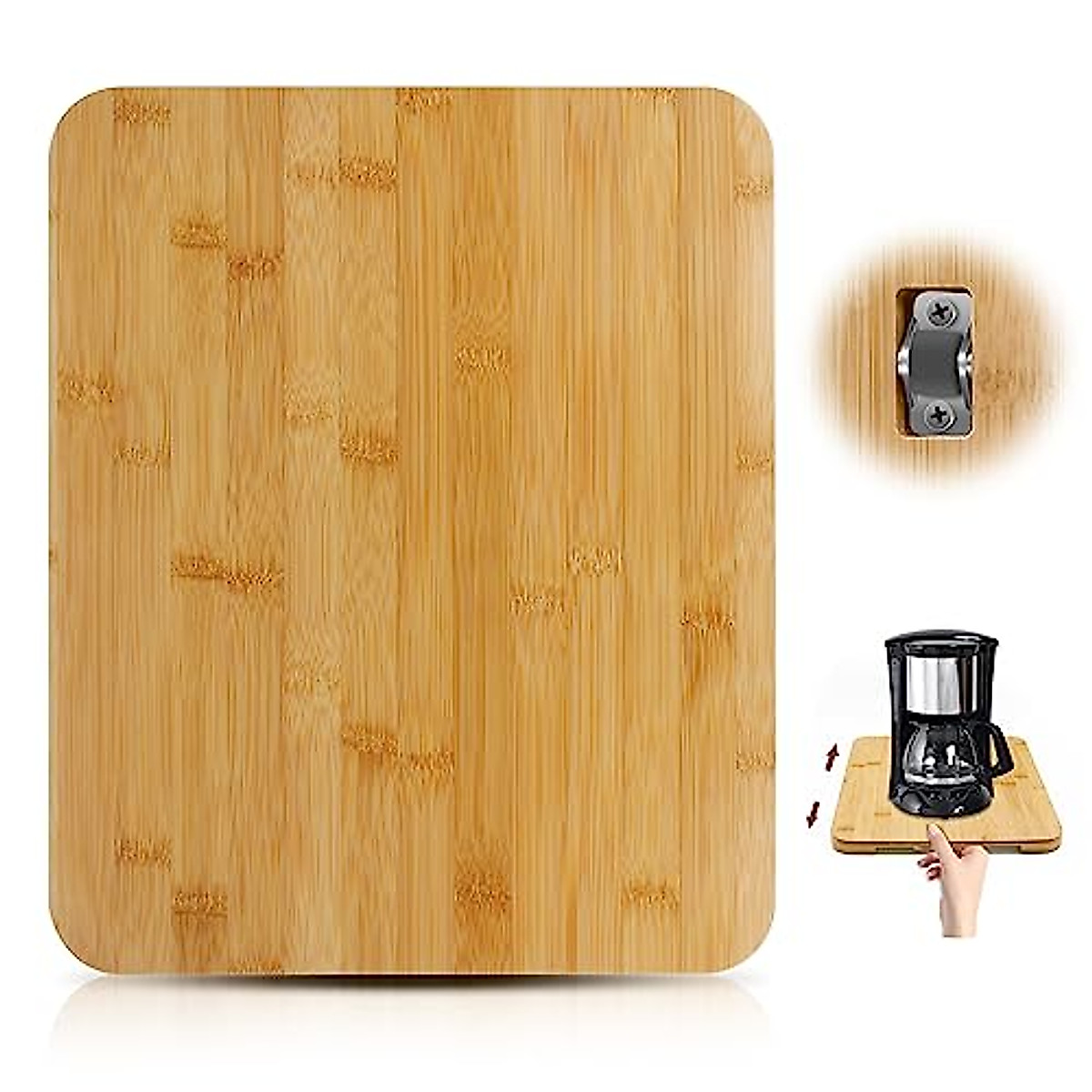 Small Appliance Slider for Kitchen Appliances - Under Cabinet Bamboo Slider for Coffee Maker, Espresso Machine, Blender, Air Fryer, Stand Mixer, Toaster, Moving Tray for Counter (11.8"W x14.2"D)