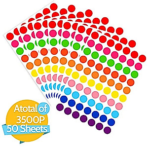 3500 Pieces Dot Stickers, Color Coding Labels Circle, 10 Color Circle Stickers, Price Stickers, Colored Dot Stickers for Office Classroom Student