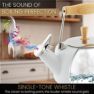 Chantal SVEN Enamel on Steel Whistling Teakettle with Natural Wood handle, 1.4 quarts, Apple Red