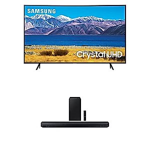 SAMSUNG 55-inch Class Curved UHD TU-8300 Series - 4K UHD HDR Smart TV with Alexa Built-in (UN55TU8300FXZA, 2020 Model) HW-Q600C 3.1.2ch Soundbar w/Dolby Audio, Q-Symphony, (Newest Model)