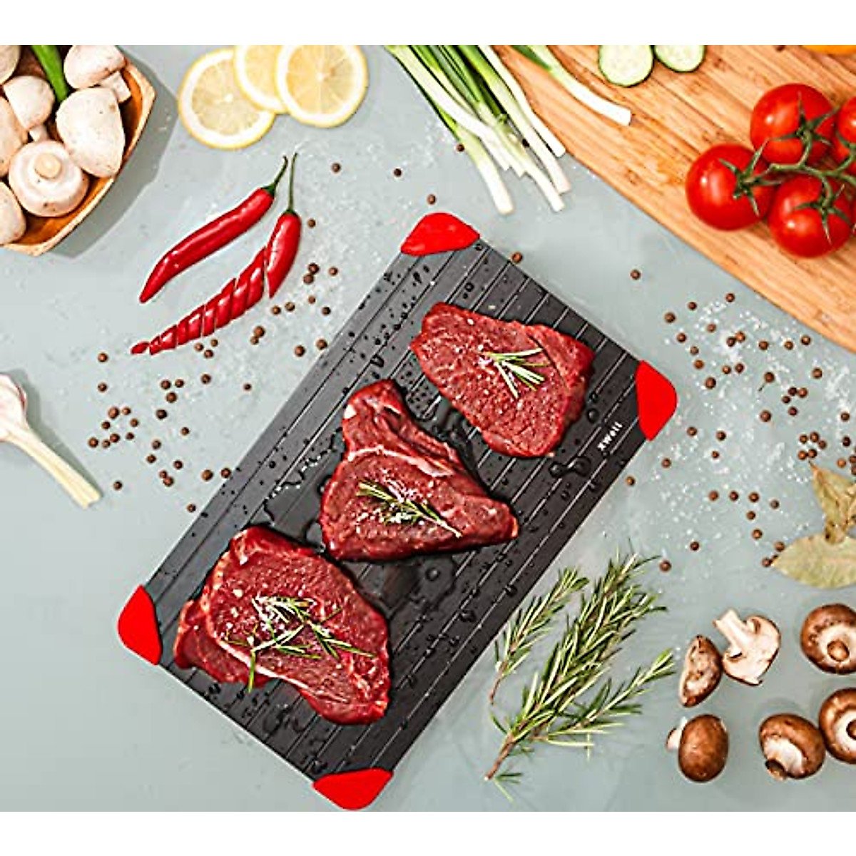XWell Defrosting Tray for Faster Food De-Icing. Eco-Friendly, Food-Grade Aluminum Thawing Plate Without The Necessity of Microwave or Hot Water. Large Size, Big Enough to Satisfy The Whole Family