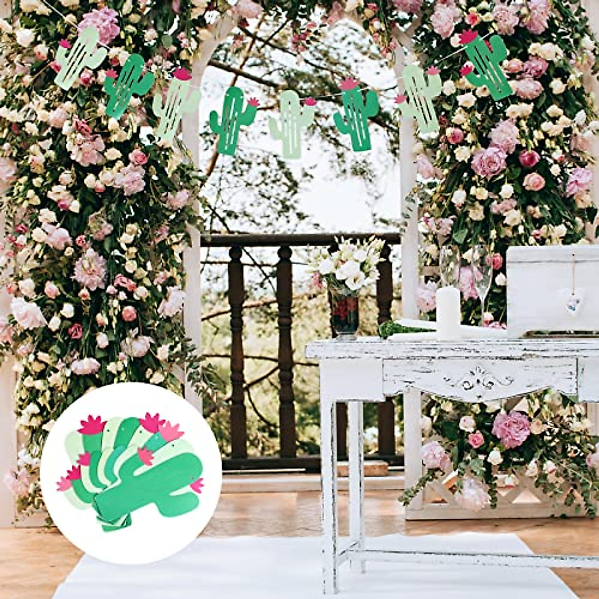 Tinksky Summer Theme Wedding Parties Decorations Single Sided Cactus Banner Pennant Tropical Party Birthday Party Festival Luau Hawaii children's party Decoration