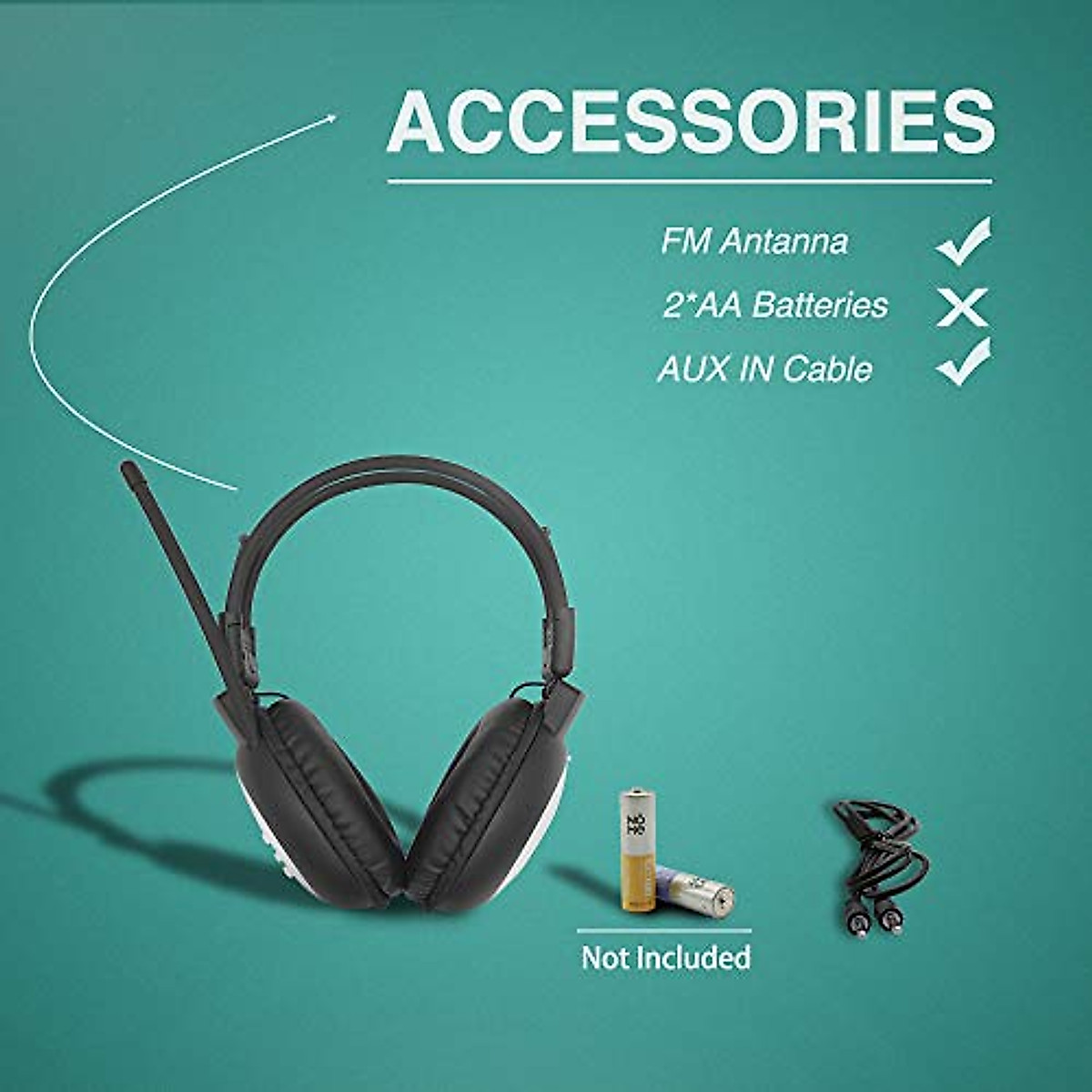 Portable Personal FM Radio Headphones Ear Muffs with Best Reception, Wireless Headset with Radio Built in for Walking, Jogging, Daily Works Powered by 2 AA Batteries (Not Included)