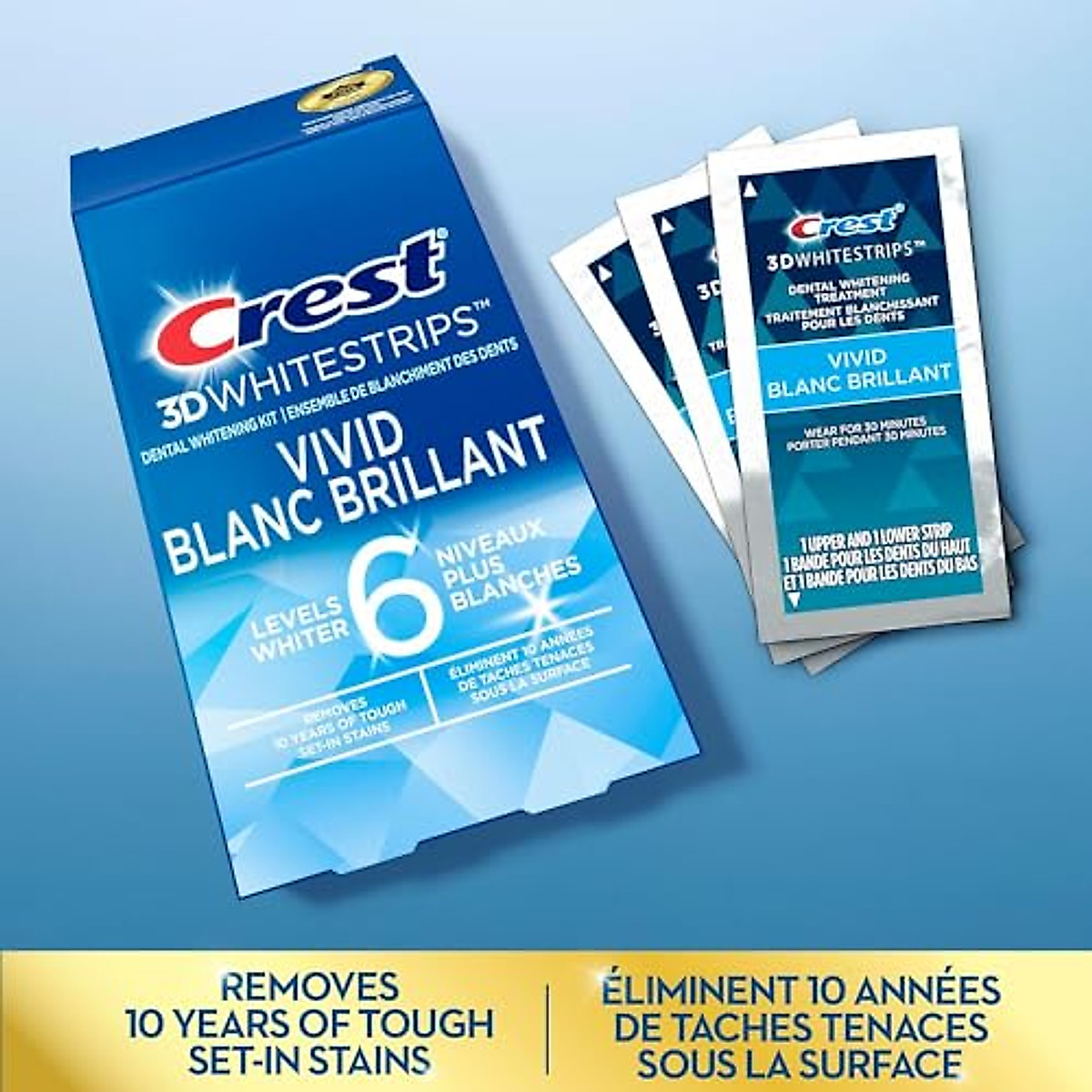 Crest 3d White Vivid Teeth Whitening Strips 10 Count
