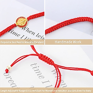 6 Pieces Religion Enamel Saint Benedict Bracelet Red Rope Bracelet Handmade Red Knot String Bracelets Luck bracelet Men Or Women As Gifts and Used in Prayer bracelet…