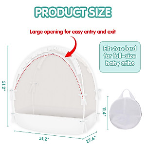 Crib Tent - Crib Net to Keep Baby in, Stop Baby from Climbing Out of Crib, Pop Up Baby Crib Tent with Durable Breathable Net Double Zipper Strong Rods Installation Convenience