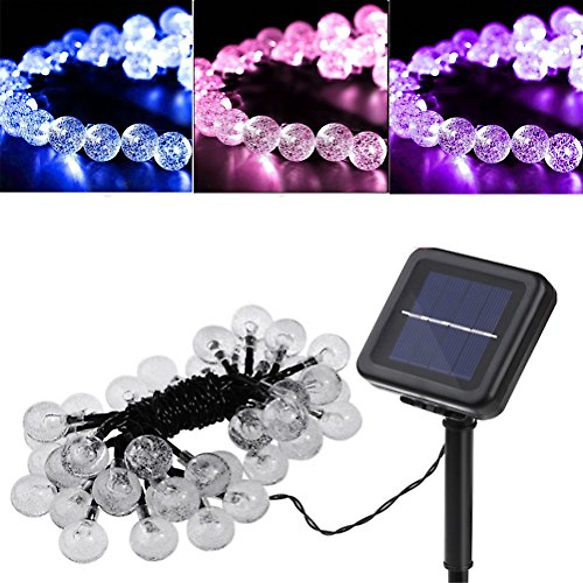 Christmas Lamp- 7M 50LED Crystal Ball Solar String Lights Christmas Fairy Garden Lights for Outdoor Home Lawn Patio Party and Holiday Decorations (Warm White Light)
