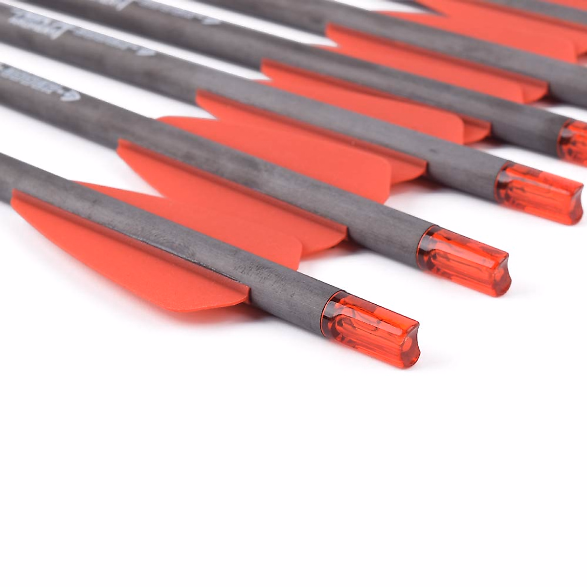 NIKA ARCHERY 7.5" inch Crossbow Bolts Carbon Arrows 2" Red Vanes with 100Grain Target Tips for Hunting Shooting 6/12pcs